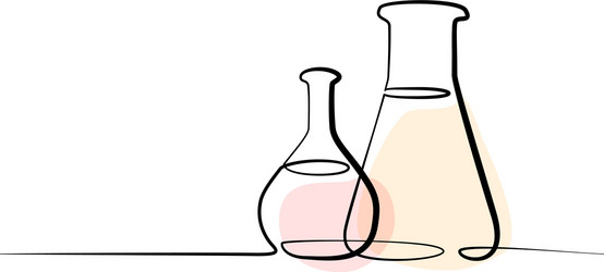 Lab glassware one line colored continuous drawing Vector Image
