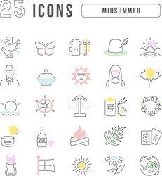 Set of linear icons midsummer Royalty Free Vector Image