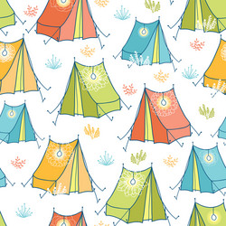 Camp tents vertical seamless pattern background Vector Image