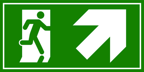 Emergency exit sign man running out fire Vector Image