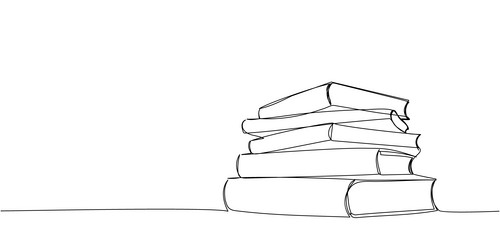 Stack of 5 antique books one line art continuous Vector Image