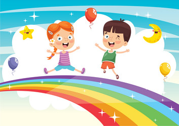 Rainbow children Royalty Free Vector Image - VectorStock