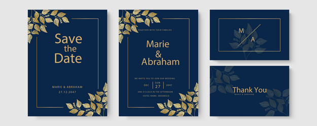 Wedding invitation card dark blue background Vector Image
