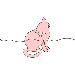 Cat line art design template cute Royalty Free Vector Image