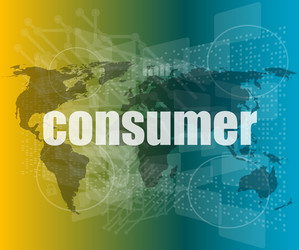 Consumer words on digital touch screen interface Vector Image