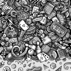 Casino hand drawn doodles frame Royalty Free Vector Image