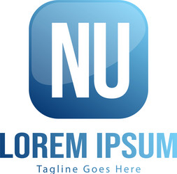 Initial nu logo template with modern frame Vector Image