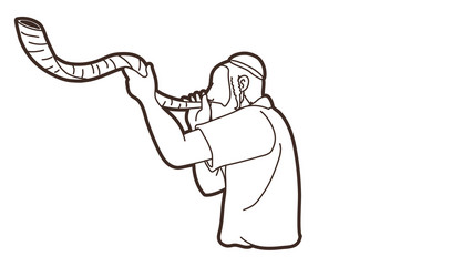 Jewish horn shofar ritual trumpet Royalty Free Vector Image
