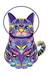 Purple alien cat Royalty Free Vector Image - VectorStock