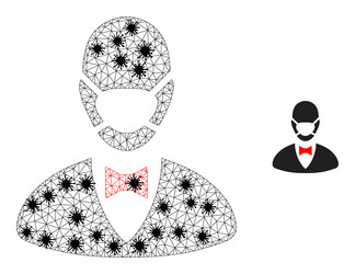 Wire frame mesh patient mask pictograms with covid