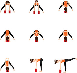 Chair and bear yoga asanas set Royalty Free Vector Image