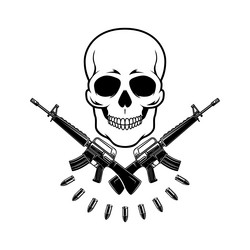 Skull with crossed assault rifles design Vector Image