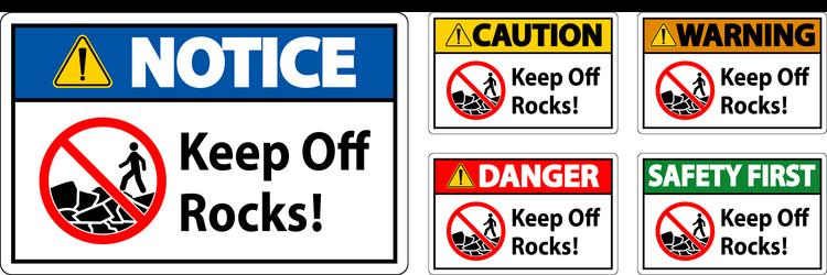 Warning sign keep off rocks Royalty Free Vector Image