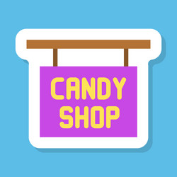 Candy shop sign sticker isolated flat stye icon Vector Image