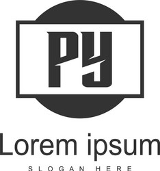 Initial py logo template with modern frame Vector Image