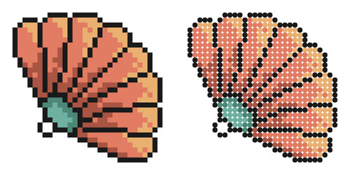 Pixel icon theatrical fan female folding fan of Vector Image