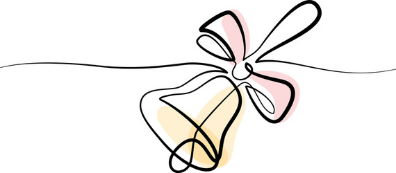 Christmas bell minimal continuous one line drawing