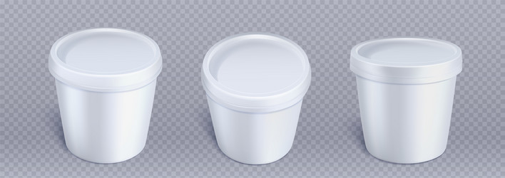 Realistic set of white food containers Royalty Free Vector