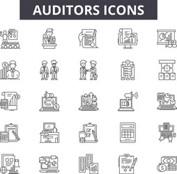 Auditor line icons signs set assessor Royalty Free Vector