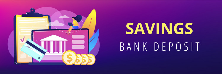 Bank account concept banner header Royalty Free Vector Image