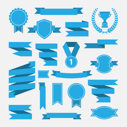 Blue ribbons set retro styled Royalty Free Vector Image