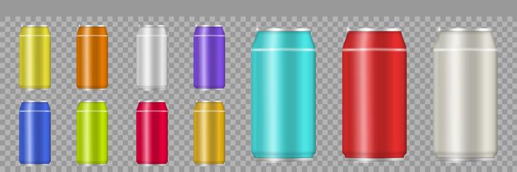 Realistic metallic aluminum cans for soda drink Vector Image