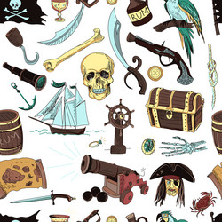 Hand drawn pirate seamless pattern Royalty Free Vector Image
