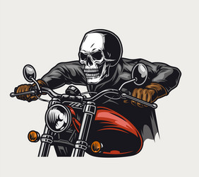 Biker skeleton riding motorcycle Royalty Free Vector Image