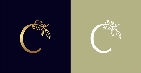 Gold brand logo design with lotus flower letter c Vector Image