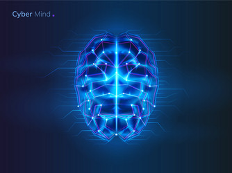 Glowing cyber brain with cpu for neural networks Vector Image