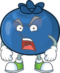 Kawaii angry blueberry cartoon Royalty Free Vector Image