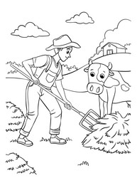 Haystack coloring page isolated for kids Vector Image
