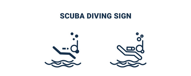 Scuba diving sign icon outline diving sign Vector Image