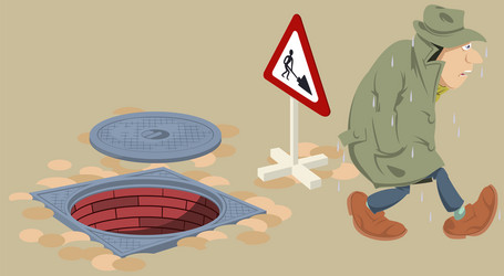 Karma open sewer manhole funny people Royalty Free Vector