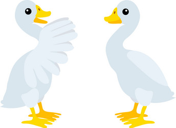 Goose gander goslings flat cartoon Royalty Free Vector Image