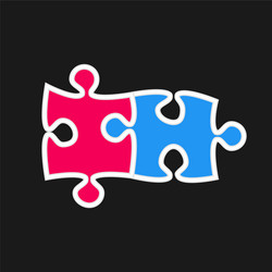 Two piece puzzle 2 step jigsaw logo Royalty Free Vector