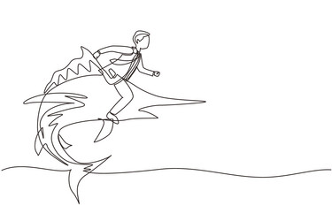 One single line drawing giant marlin for fresh Vector Image