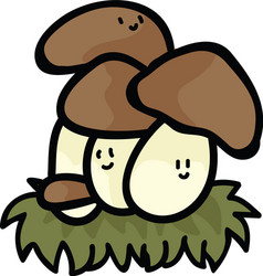 Cute ceps mushroom cartoon Royalty Free Vector Image