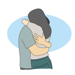 People hug each other with red heart shape Vector Image
