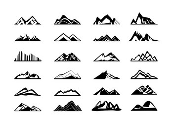 Collection mountain alps sign icons set Royalty Free Vector