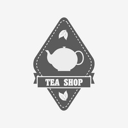Tea house logo or badge template with pot Vector Image
