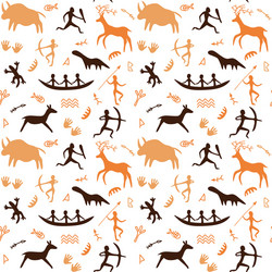 Cave paintings seamless pattern Royalty Free Vector Image