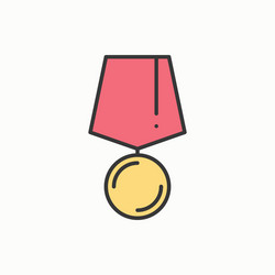 Gold medal award with ribbon winner line thin Vector Image