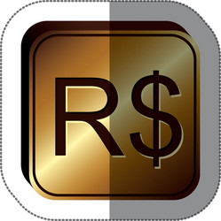 Sticker golden square with currency symbol Vector Image