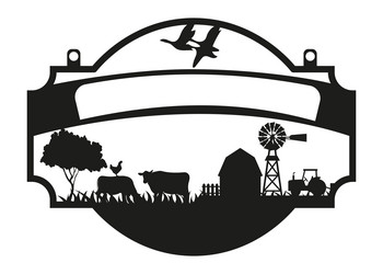 Farm billboard concept design silhouette isolated Vector Image
