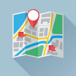 Folding paper map flat icon Royalty Free Vector Image