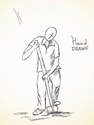 Hand drawn sketch of man hanging on tree Vector Image