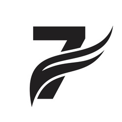 Letter 7 transportation logo with wing shield Vector Image
