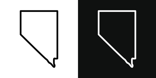 Nevada map icon set silhouette flat line Vector Image