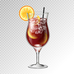 Realistic cocktail long island ice tea glass Vector Image